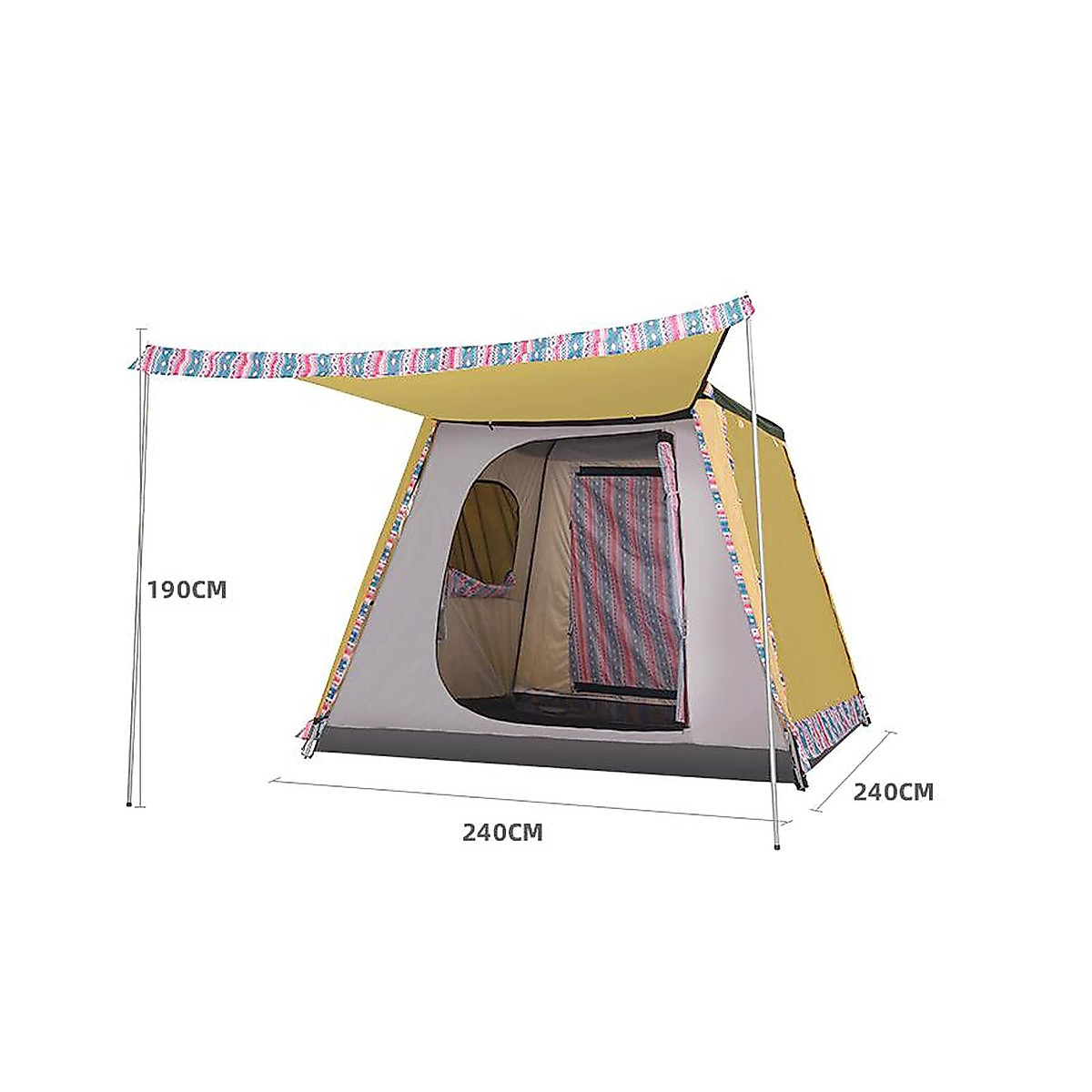 AyfeS Outdoor Tent, Automatic Instant Easy Pop Up Camping Tent, Hexagonal, Double Layer, Double Doors & 4 Windows