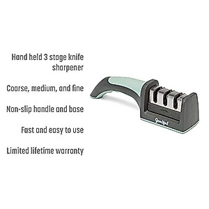 Goodful 3-Stage Knife Sharpener, Helps Repair, Restore and Polish Non-Serrated Blades Quickly, Safely & Easily, Sage