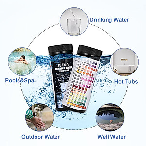 16 in 1 Tap Water Testing Kits for Drinking Water, 100ct Well Drinking Water Test Kit for Home, Fluoride Lead Hardness Test Kit with pH and More, Drinking Water Test Strips for Water Quality Test