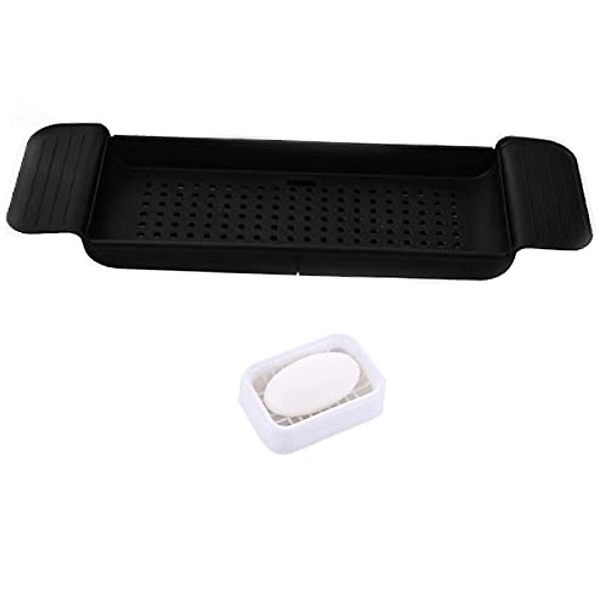Black Bathtub Caddy Tray, Expandable Bath Shelf, Adjustable Plastic Bathtub Caddy, Bathroom Tray, Bathtub Accessories & Bathroom Gadgets