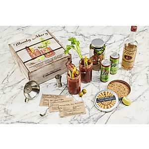 Bloody Mary Cocktail Kit: 16 oz Beer Can Drinking Glass Set | Zing Zang Bloody Mary Mix | Rokz Salt Tin | Infusion Jar | Bar Spoon | Jigger | Garnish Picks | Recipe Cards