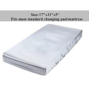 Satin Changing Pad Cover Set 2 Pack Ultra Soft Silk Protect for Baby Hair and Skin Cradle or Bassinet Sheets, Grey & Pink