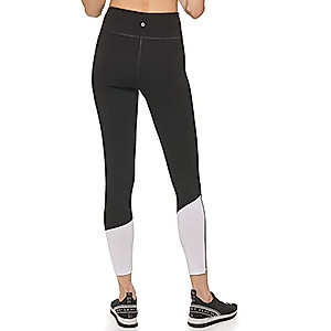 DKNY Women's Sport Tummy Control Workout Yoga Leggings, Black/White, X-Small