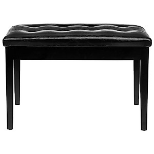 Bonnlo Wooden Double/Duet Piano Bench with Storage and Thick Cushion Faux Leather Padded Piano Stool Artist Duet Seat- Black