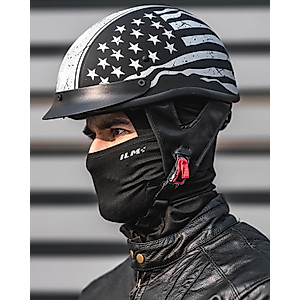 ILM Half Helmet Motorcycle Open Face Sun Visor Quick Release Buckle DOT Approved Cycling Motocross Suits Men Women 205V (L, Patriotic Flag)
