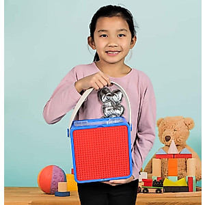 Bins & Things Lego Storage, Bin Box Organizer - Set of 2 Kids Toy Storage Containers - Small Brick Shaped Tub Organizers for Legos, Barbie Dolls, Hot Wheels and Beyblade- Anti-Lego Mess Organizer