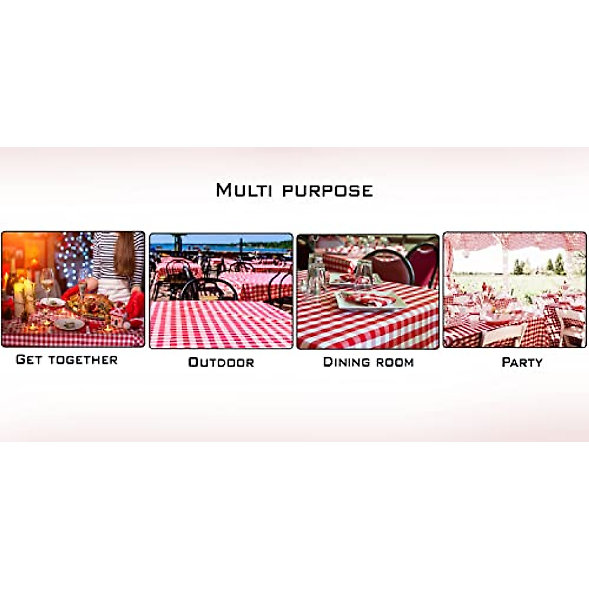 WHITEWRAP Buffalo Check Tablecloth |Red and White|60”x90”| Indoor Outdoor, Restaurant, Hotel Quality| Gingham Table décor | Table Protector for Picnic, Party and Dinner| Tabletop Washable Farmhouse