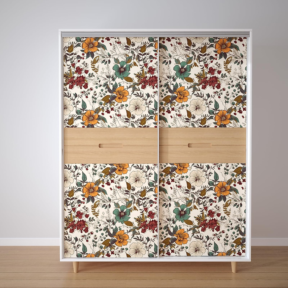 Yellow Floral Wallpaper Peel and Stick Wallpaper Vinyl Wallpaper Stick and Peel Colorful Contact Paper for Cabinets Waterproof Self Adhesive Wall Paper for Kitchen Countertop Wall 17.5" x 393"