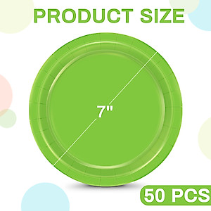 QZYL 50 PCS Disposable Plates Lime Green, 7" Bulk Paper Plates, Dessert Plates Disposable, Heavy Duty Paper Plates, Party Dinnerware for Green Party Theme Wedding Bridal Birthday Party Decorations