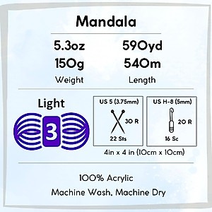 Lion Brand Mandala Centaur 525-214 (6-Skeins - Same Dye Lot) DK Light Worsted #3 Acrylic Yarn for Crocheting and Knitting - Bundle with 1 Artsiga Crafts Project Bag