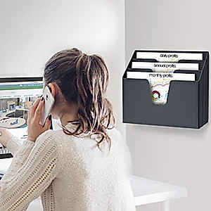 Acrimet Horizontal Triple File Folder Holder Organizer (Black Color)