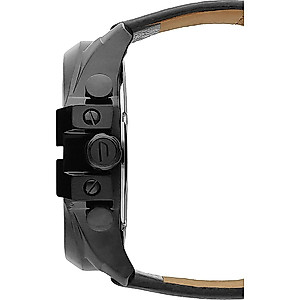 Diesel Mega Chief Stainless Steel and Leather Chronograph Men's Watch, Color: Black (Model: DZ4323)