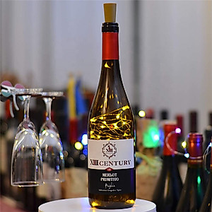 VOOKRY Wine Bottle Lights with Cork, 20 LED 8 Pack Battery Operated Cork Fairy String Lights Waterproof Mini Copper Wire Bottle Lights for Jar DIY, Party Wedding Gifts, Bar Decoration, Warm White