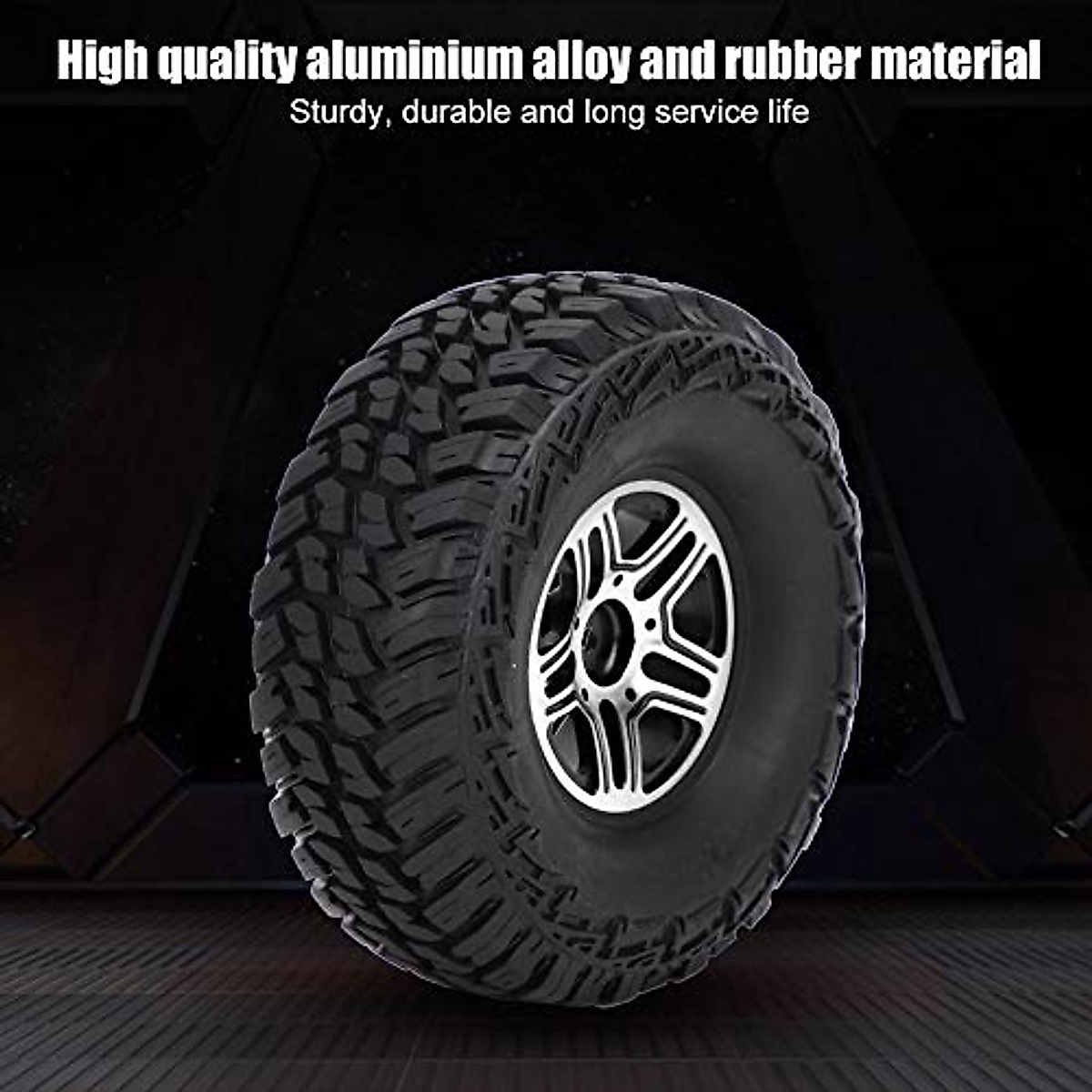 RC Car Wheel, Aluminium Alloy High Accuracy Wear Resistant Simulation Look RC Wheel Hubs Tire Convenient for 1/10 Remote Control Model(B Black)