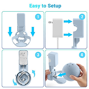 ZUOLACO Wall Mount Holder for Echo Dot 5th Generation, Outlet Hanger Stand for Echo Dot (5th & 4th Gen), Space-Saving Dot Accessories with Built-in Cable Management, Hide Messy Wires, Cloud Blue