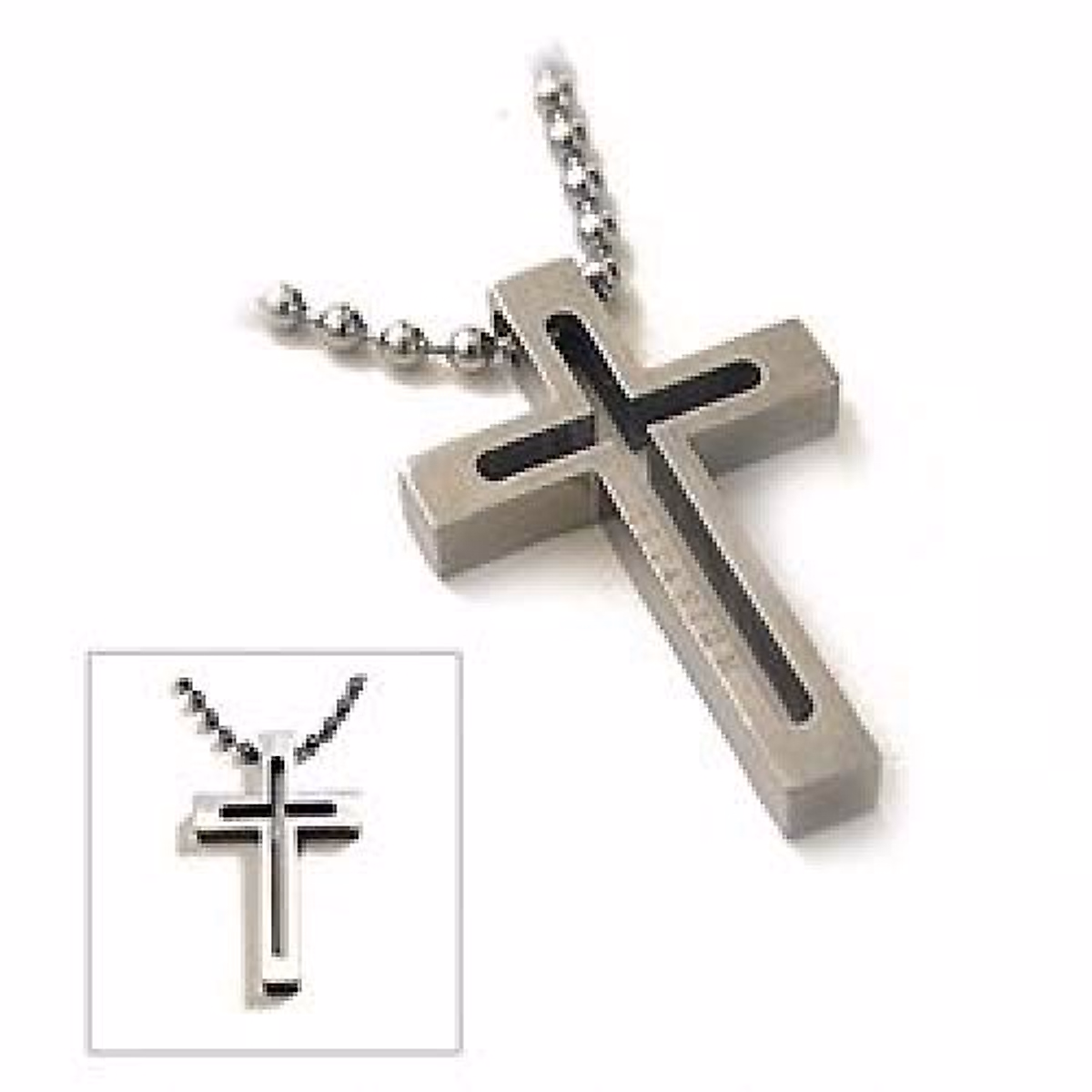 Accents Kingdom Titanium Cross Pendant Necklace, Classic Open Cross