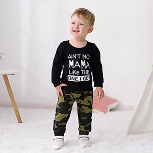YALLET 18-24 Months Baby Boy Clothes Toddler Fall Winter Outfit Letter Print Long Sleeve Clothing 2PC Infant Hoodie Sweatshirts + Pants Set, Black