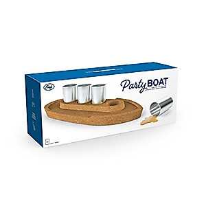 Genuine Fred Party Boat Shot Glass Flight Serving Set, One Size, Silver