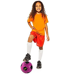 K-Roo Sports Atomic Athletics Neon Rubber Playground Balls - 6 Pack of Youth Size, includes Pump & Storage Bag - Soccer Ball