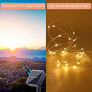 WINBOOM Solar String Lights,100LED Solar Powered Fairy Lights 32.8FT 8 Modes Waterproof Copper Wire Solar Decorative Lights Indoor Outdoor for Garden Yard Xmas Party Wedding Decorations(Warm White)