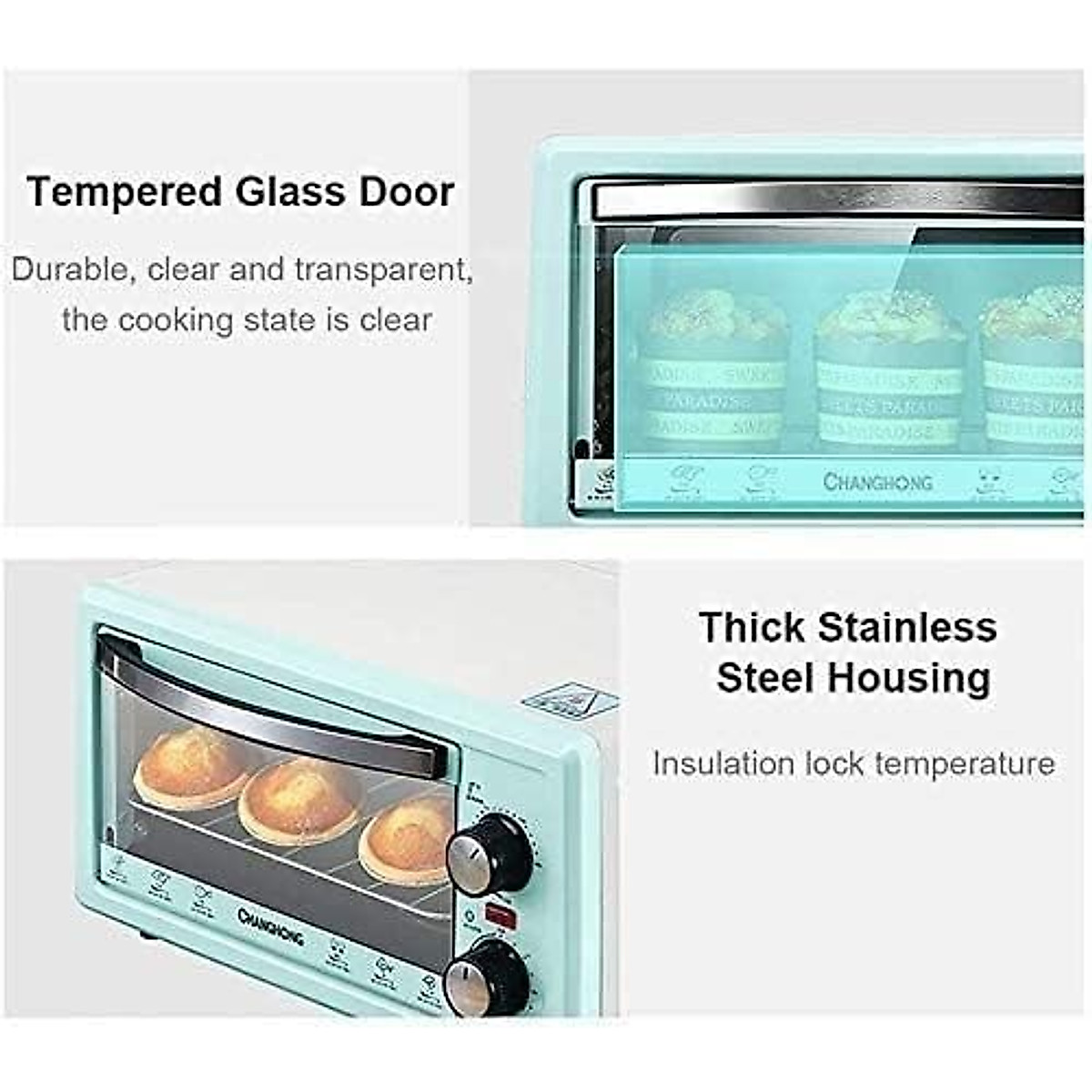 Convection Toaster Oven, Mini Oven with Grill Rotisserie Electric Oven and Hob Packages Hob Cookers Timing Wide-Area Temperature Control 11L Mini Ovens Toaster Oven Air Fryer, (Color : Pink)