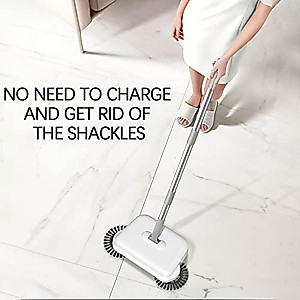 All-in-one Hand Push Sweeper Floor Soft Sweep Dustpan Set Household Home Sweeping Mopping Machine Vacuum Cleaner Adjustable Mop Brush Vacuum Cleaner 40in,1Pc