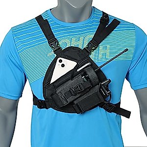 ABBREE Radio Chest Harness Holder Adjustable Shoulder Chest Front Pack Two Way Radio Pouch Holster Vest Rig Walkie Talkie Case for Arcshell Retevis Baofeng UV-5R/5G UV-82 BF-888S ST20