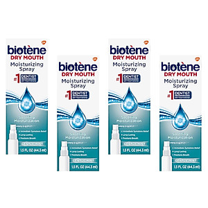 Biotene Moisturizing Dry Mouth Spray, Moisturizing Spray for Dry Mouth and Bad Breath, Gentle Mint - 1.5 fl oz (Pack of 4)