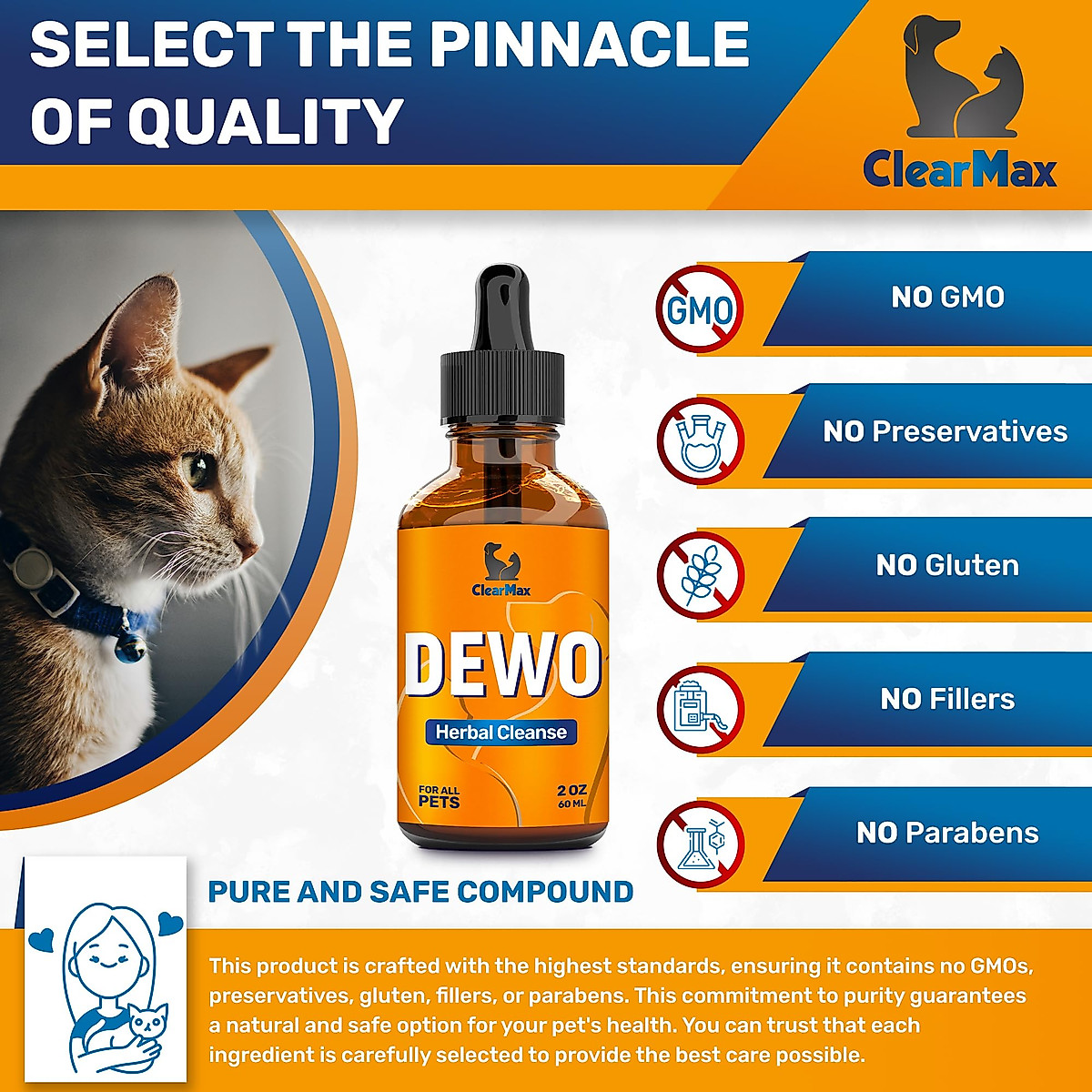 Dewo for Dogs ◆ Cat Dewo ◆ Puppy Dewo ◆ Kitten Dewo ◆ Natural Broad Spectrum Cleanser for Pets ◆ Liquid Dewo for Dogs and Cats ◆ Pet Dewo ◆ Digestive Cleanser ◆ 2 Oz