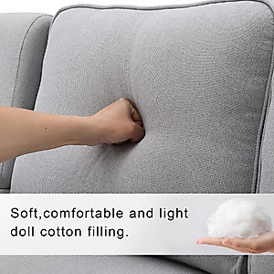 Harper & Bright Designs 104" 4-Seater Modern Linen Fabric Sofa with Armrest Pockets and 4 Pillows,Minimalist Style Couch for Living Room, Apartment, Office,3 Colors