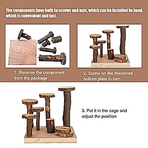 Oreilet Hamster Guinea Pig Toys, Wooden Hamster Climbing Toys Durable Natural Hamster Wooden Square Hamster Chew Toys Set, Gerbils Pets for Small Animals Pets(Apple Wood Column, S, Blue)