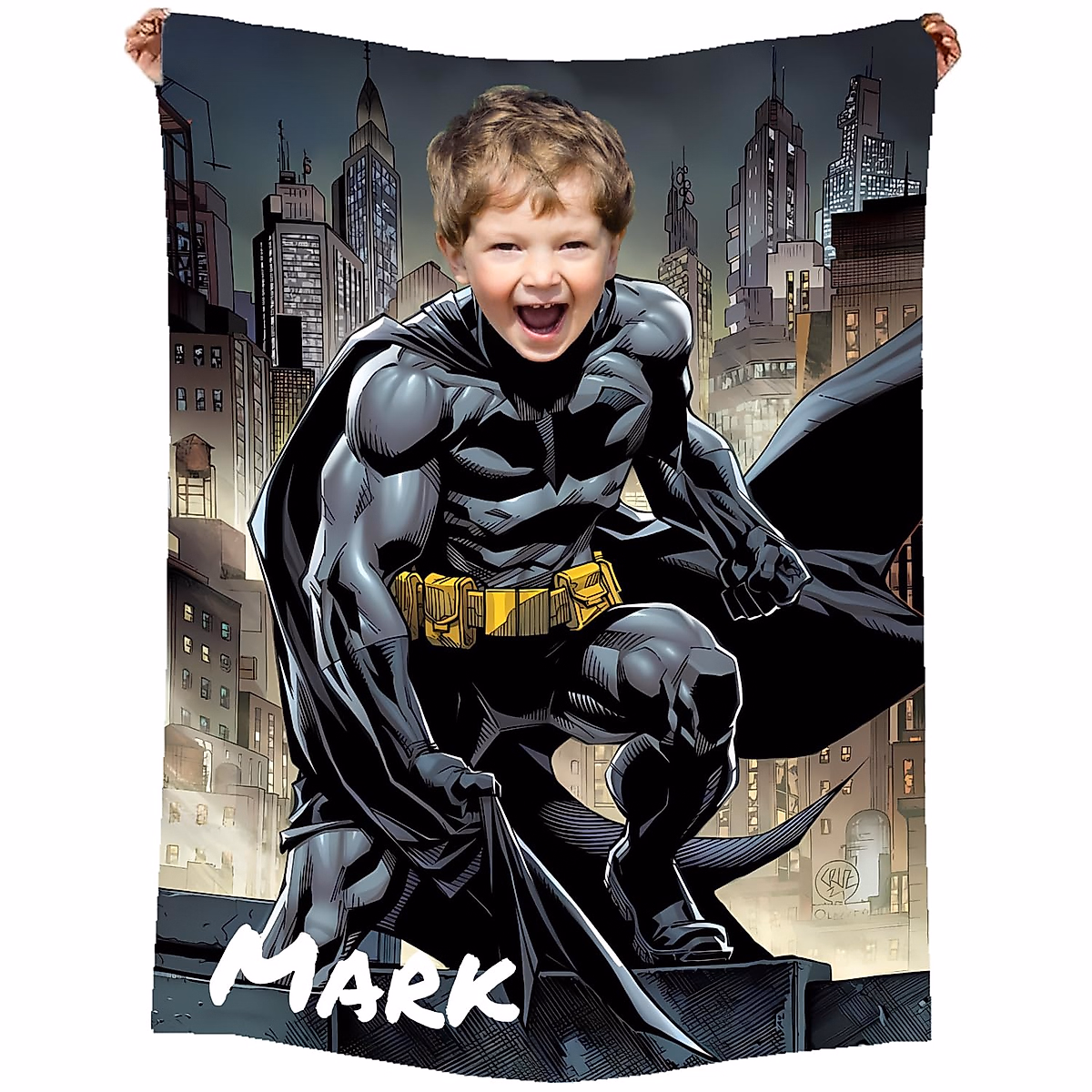XIANSOAR Custom Super Hero Blanket with Picture Personalized Super Hero Blanket Custom Customized Blanket Birthday Gift Christmas Halloween Fathers Mothers Valentines Day Gift Boy