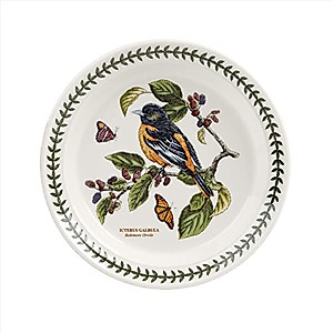 Portmeirion Botanic Garden Birds Collection Salad Plates | Set of 6 Plates 8.5 Inch with Assorted Bird Motifs | Made of Earthenware | Dishwasher and Microwave Safe | Made in England