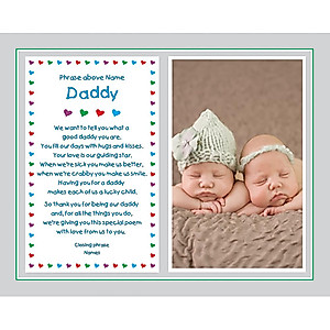 Poetry Gifts Daddy From Twins or Children for Valentine's Day or Birthday, 8x10 Inch Print Personalized with Names and Photo