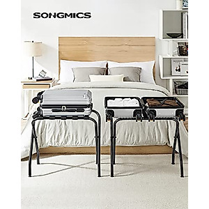 SONGMICS Steel Folding Luggage Rack, Pack of 4, Black URLR64B-4