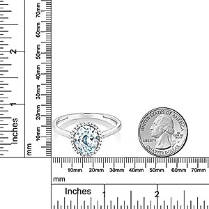 Gem Stone King 10K White Gold 8X6MM Oval Gemstone Birthstone & White Diamond Halo Engagement Ring | Wedding Anniversary Promise White Gold Ring For Women | Size 5,6,7,8,9