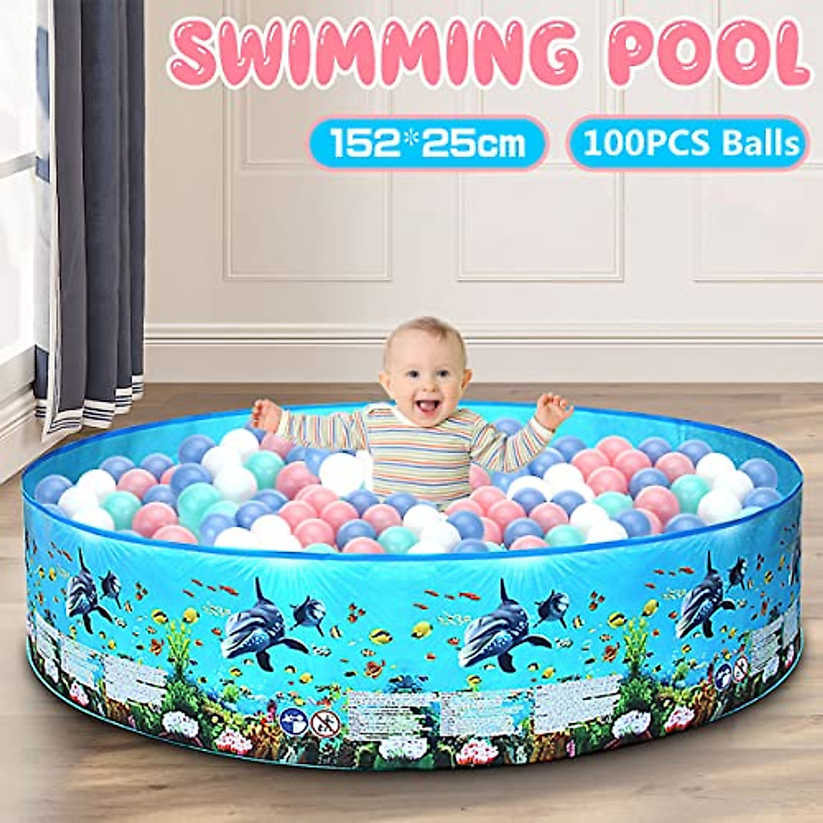 Chanarily 60"*10" Kiddie Swimming Pool, Deep Sea Blue Pool for Kids, Pool for Adults, Toddlers, Summer Funny Pools for Backyard, Garden, Travel(Oval)