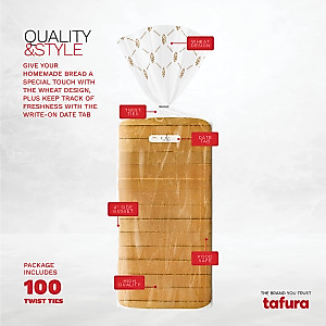 Bread Bags (100 Count) Bread Bags for Homemade Bread, Plastic Bread Bags with Twist Ties, 100 Clear Storage Bags, BPA Free