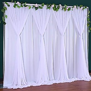 White Tulle Backdrop Curtain for Wedding,Baby Shower,Parties Backdrop Drape Curtain for Photography, Bridal Stage,Videos 10 ft x 7 ft
