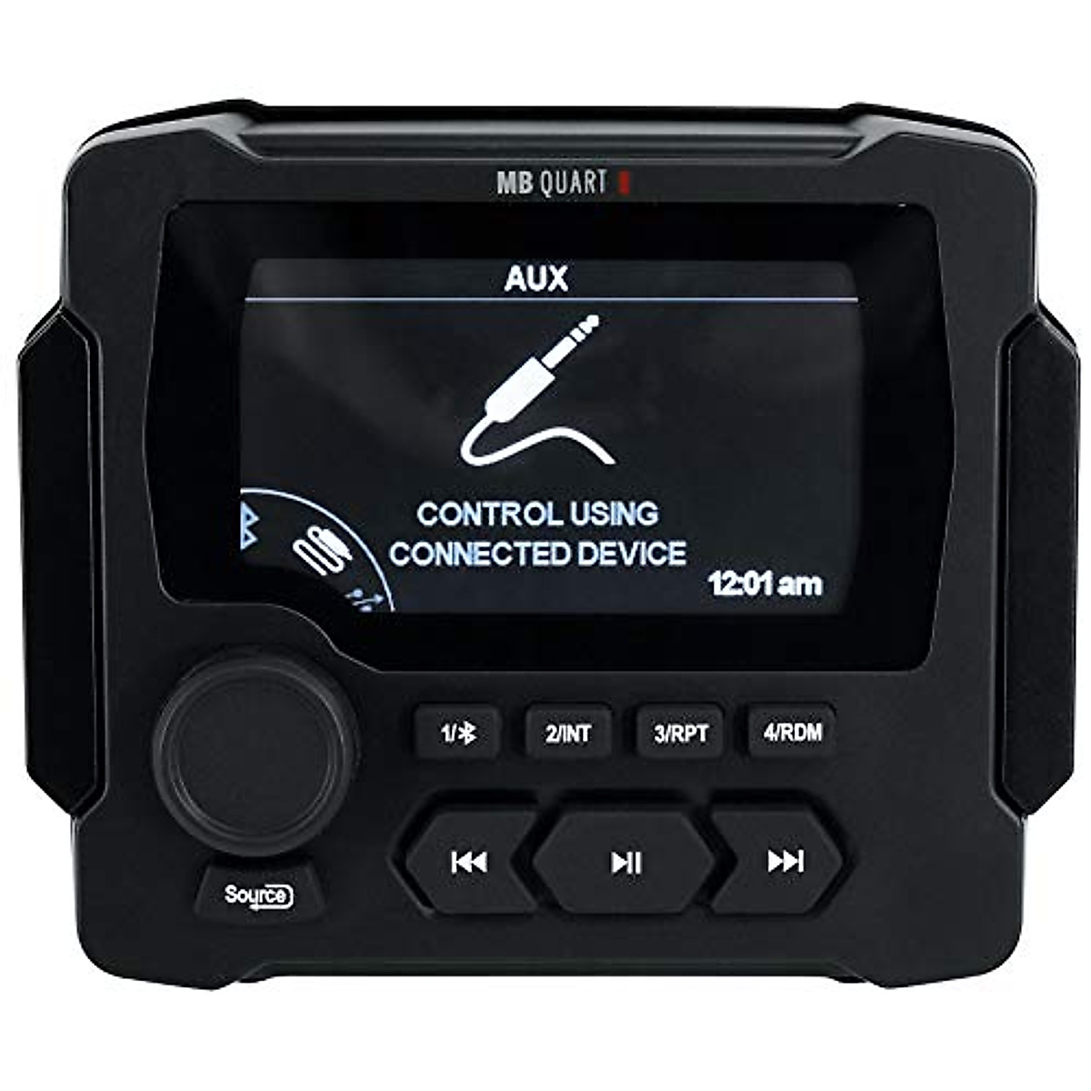 MB Quart GMR-LED Gauge Hole Marine Receiver Bluetooth AM/FM/Weather Band/USB Bundle with Pair Rockville RKL65MBW 6.5" 700w Marine Boat Speakers w/LED with Black/White Grilles