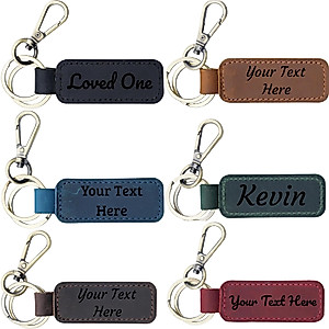 Personalized Leather Keychain, Custom Leather Key chain, Handmade Laser Engraved key holder, Name Keytag Gift for Men & Women