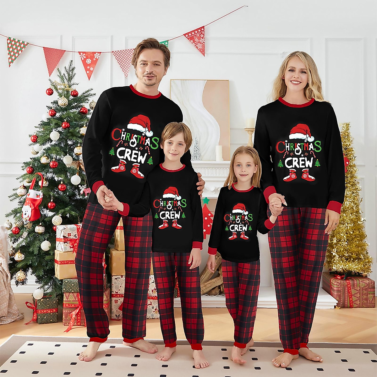 OAKFashion Christmas Family Pajamas Sets, Christmas Family Matching Pajamas Sleepwear Pjs Xmas Jammies Holiday(&b-11, Kids, 5 Years)