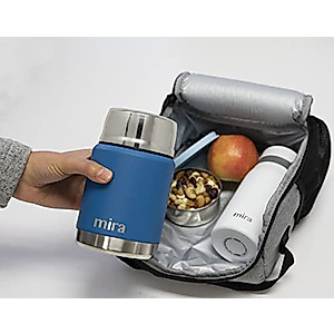 MIRA Thermos for Hot Food & Soup - 15 oz Insulated Food Jar with Foldable Spoon - Leak Proof Stainless Steel Thermal Storage Lunch Container, Canteen, Double Walled, Pink