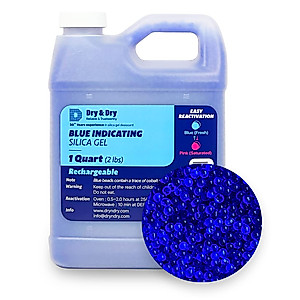 Dry & Dry [2 LBS] Blue Indicating Silica Gel Beads Desiccants (Industry Standard 3-5 mm) - Reusable Desiccant Beads Silica Beads(Blue to Pink)