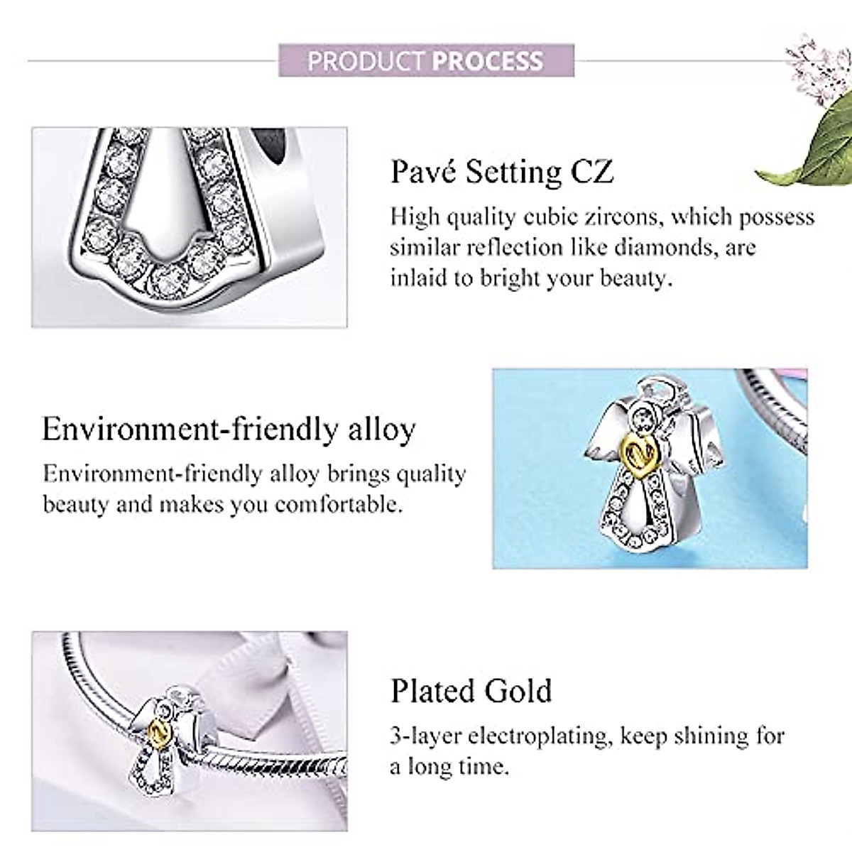 WOSTU Alloy Guardian Angel Charms for Bracelets for Women fit Bracelet