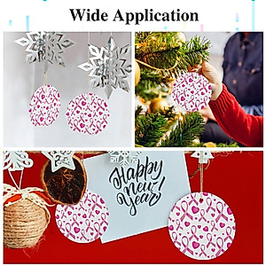 Breast Cancer Pink Ribbon Christmas Decorations Round Ceramic Hanging Ornament Xmas Decor for Christmas Tree Party