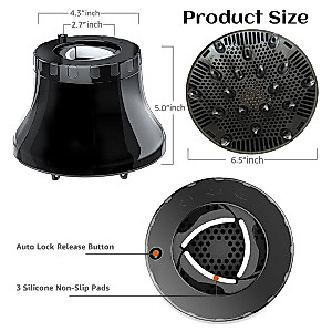 Hair Diffuser Attachment for Blow Dryers - Universal Fit for Fine, Thick, Curly, Wavy or Frizzy Hair - Professional Salon Tool (1.4-2.6 inch)