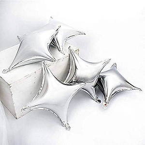Star Shape Foil Mylar Balloon Silver Quadrangle Balloon - 24" Four Angle Star Balloons for Birthday Party & Wedding Decoration,12pcs