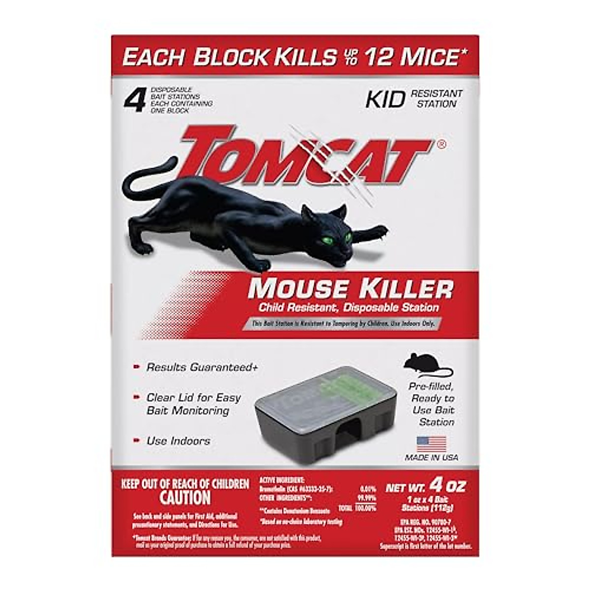 Tomcat Mouse Killer Child Resistant, Disposable Station (4 Disposable Traps)
