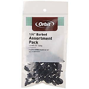Raindrip 015005T 1/4-Inch by 50-Feet Porous Soaker Tubing, x Foot, Black & Orbit DripMaster 67431 1/4-Inch Barb Assortment, 30-Pack